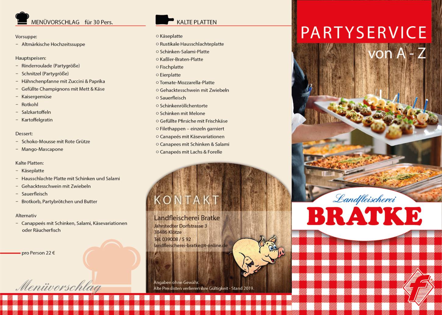 Landfleischerei Bratke - Ihr Fleischerfachgeschäft in Klötze - Partyservice